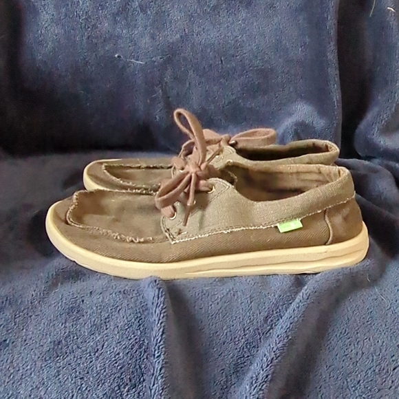 Sanuk | Shoes | Sanuk Mens Brown Casual Canvas Boat Lace Up Sneakers ...
